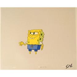Original Grinning SpongeBob Art Animation Cel Blue
