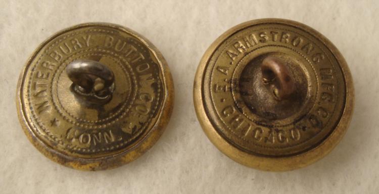 2 Wisconsin State Brass Coat Buttons Post Civil War