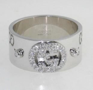 Gucci 18K White Gold, Diamond Ring.