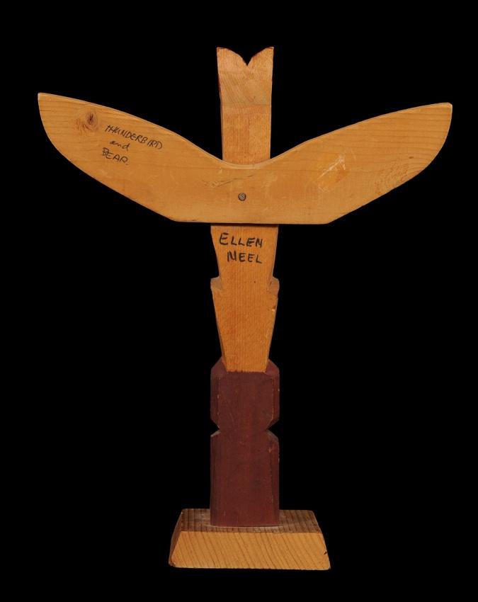 Ellen Neel Totem Carved with Thunderbird and Whale - Signed 10" H. 8" W ...