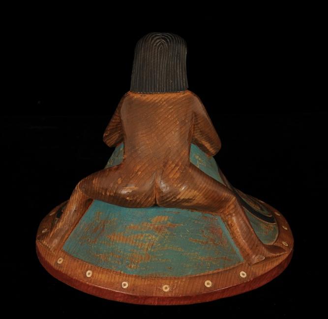 Tlingit Helmet Carved with Chief Holding Copper 11" W. 7 1/2" H. Good ...