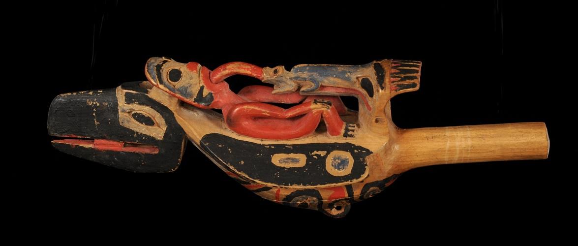 19TH C. Tlingit or Tsimshian Chief's Raven Rattle - Carved Maple ...