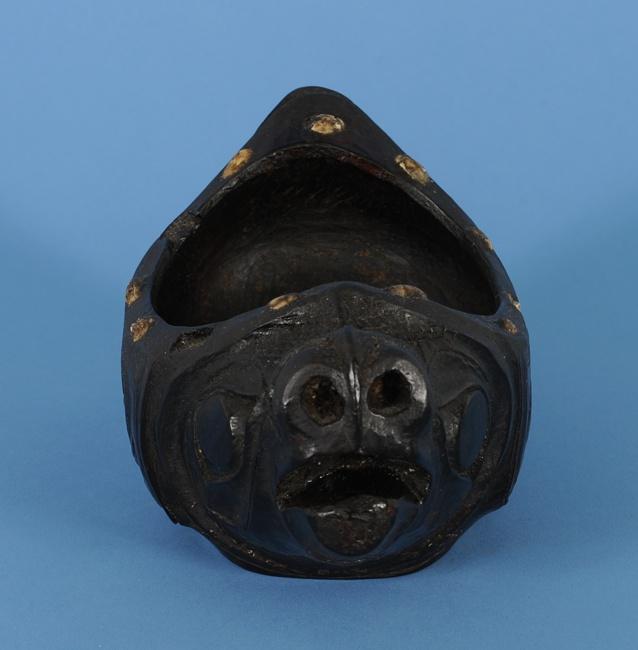 Haida Grease Dish Carved with Sea Lion and Eagle Effigy Heads At Each ...