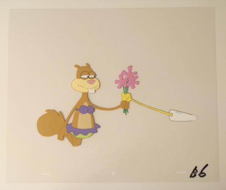 Squinting Sandy Original Production Art Cel SpongeBob