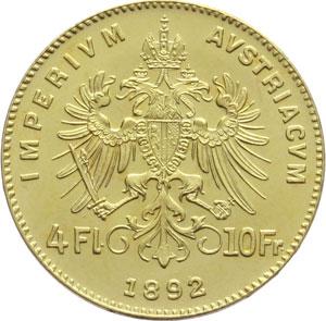 Austria Francesco Giuseppe (1848-1916) 4 fiorini - 10 franchi 1892 ...