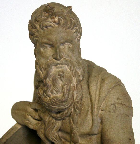CAST MICHELANGELO'S SEATED MOSES W/ HORNS STATUE