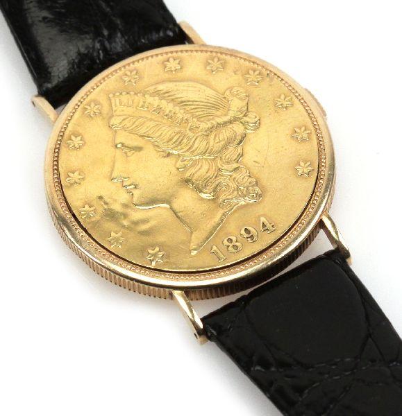 PIAGET 22K GOLD 1894 $20 GOLD COIN WATCH