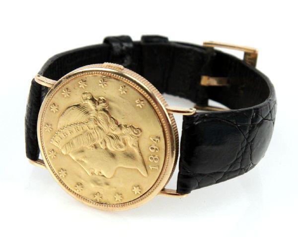 PIAGET 22K GOLD 1894 $20 GOLD COIN WATCH