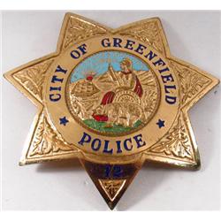 GREENFIELD CALIFORNIA POLICE NO. 12 LAW BADGE