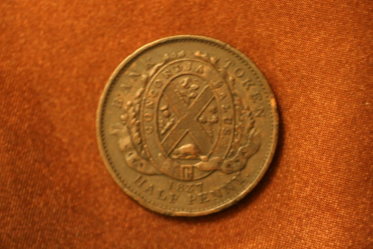 1837 Canadian Half Penny - Bank Token City Bank