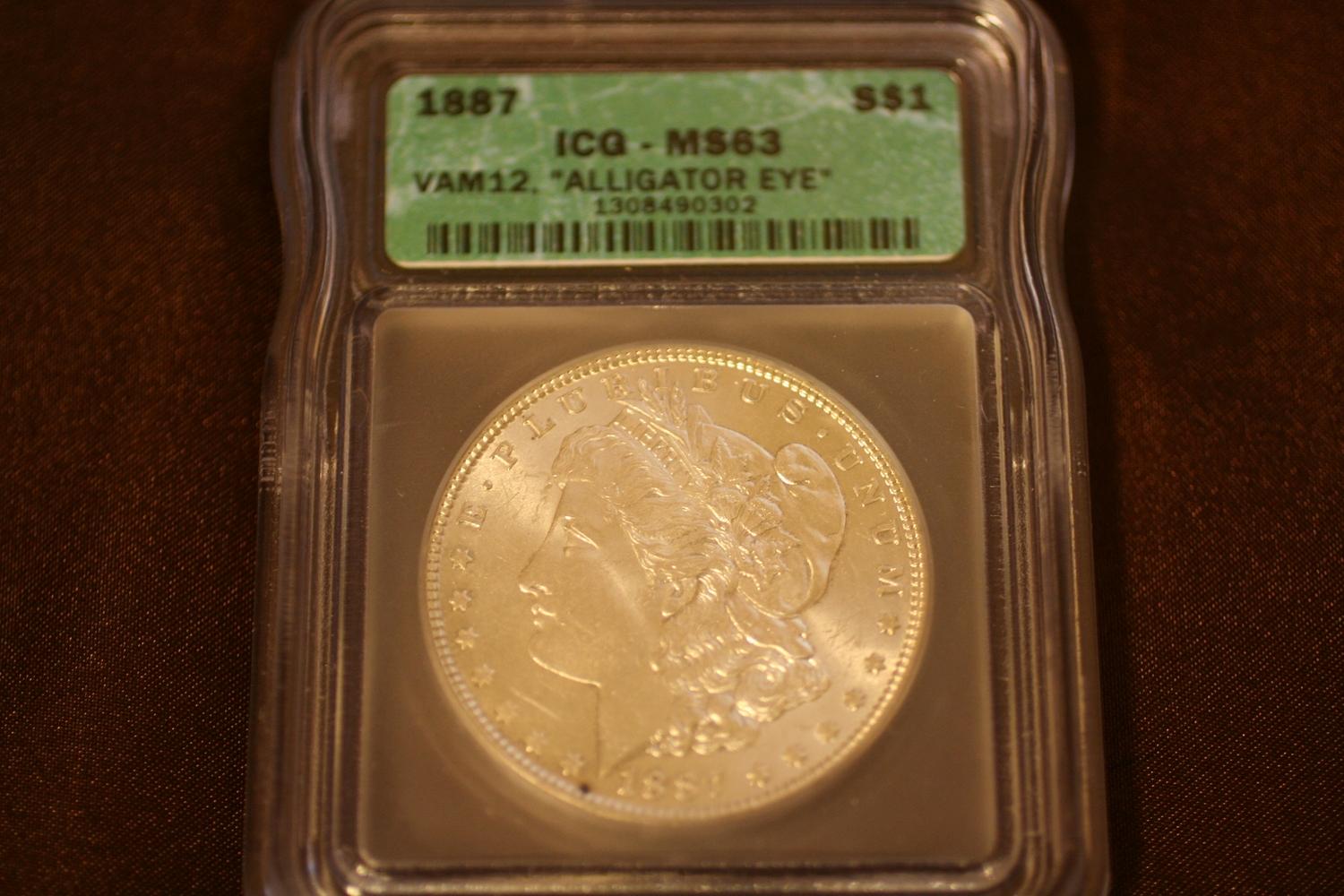 1887 Morgan Silver Dollar ICG Slabbed - VAM 12 "Alligator Eye" Re ...