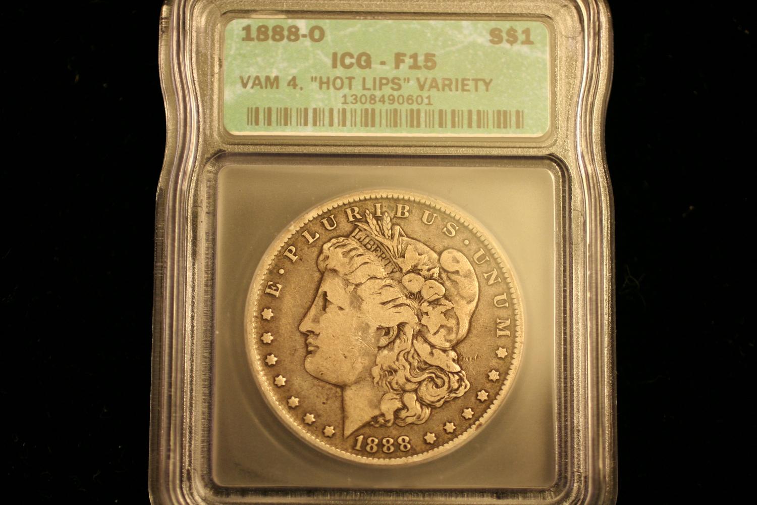 1888-O Morgan Silver Dollar ICG Graded F-15 Vam-4 (HOT LIPS) Top 100 Re ...