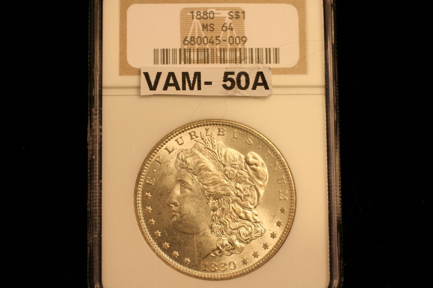 1880 Morgan Silver Dollar NGC Graded MS-64 VAM-50A Re: vamworld.com