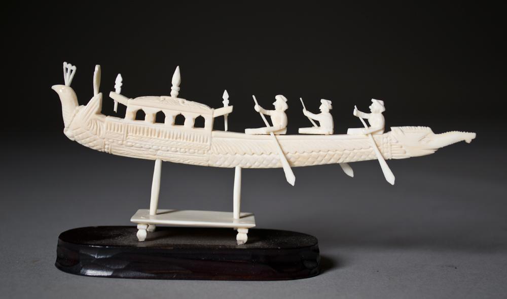 Chinese Carved Ivory Dragon Boat