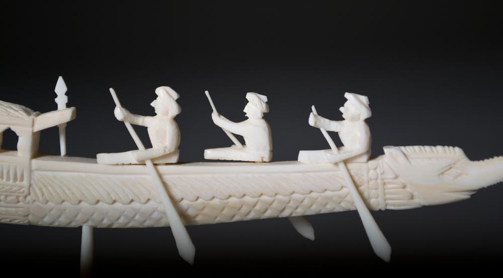 Chinese Carved Ivory Dragon Boat