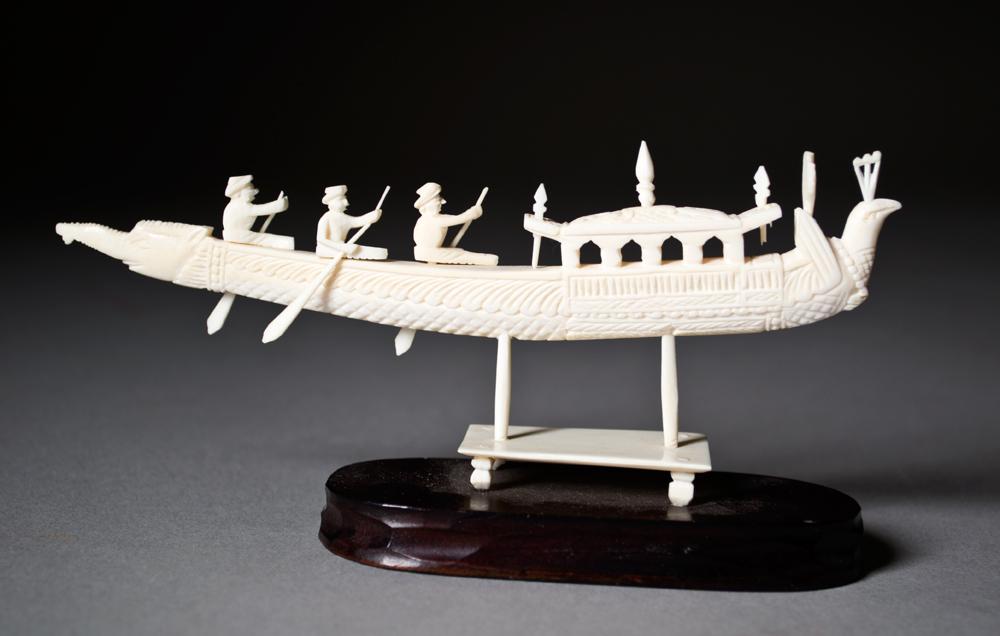 Chinese Carved Ivory Dragon Boat