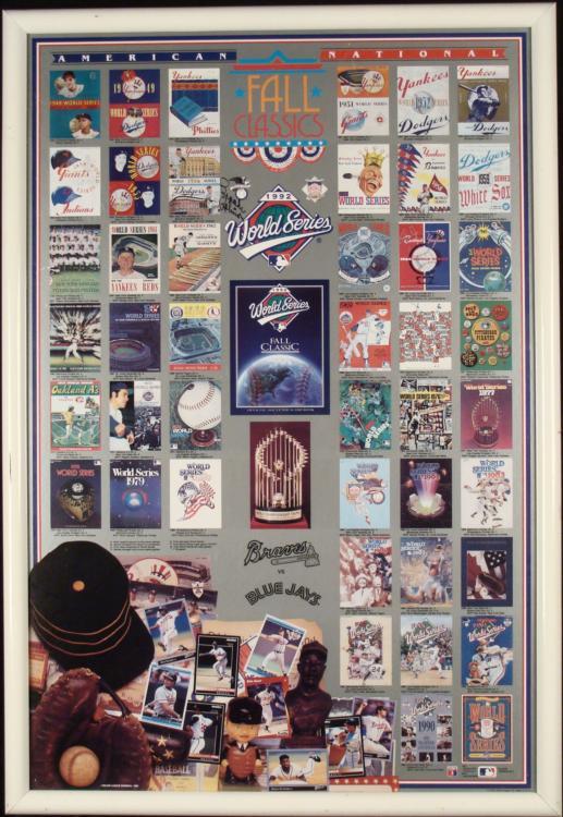 1992 World Series Poster Framed w/ Program Collection