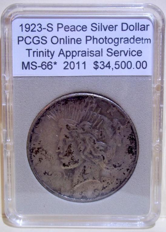 1923-S Peace Dollar PCGS MS-66 "RED" w/Appraisal