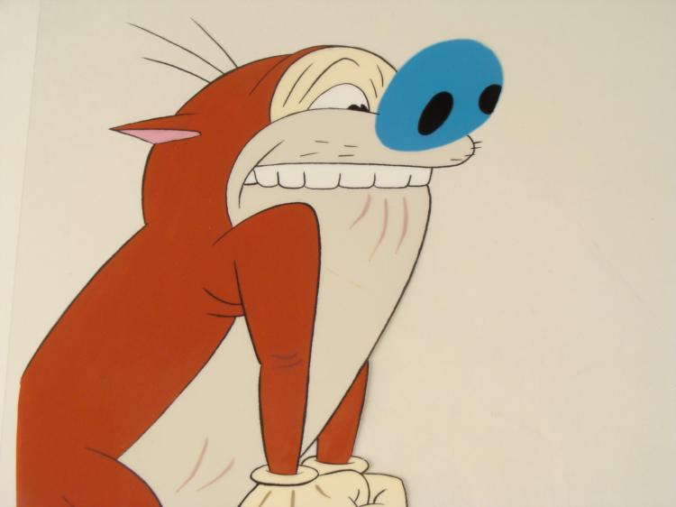 Ren And Stimpy Original Animation Cel Doing Cat Art