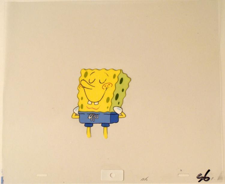 SpongeBob Content Original Art Cel Production Blue Suit