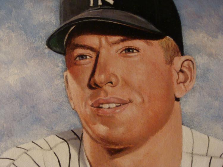 Leon Wolf Original Painting Mickey Mantle NY Yankees