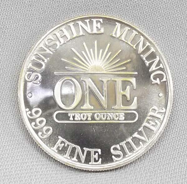 1990 One Troy Ounce Silver Coin Sunshine Mining