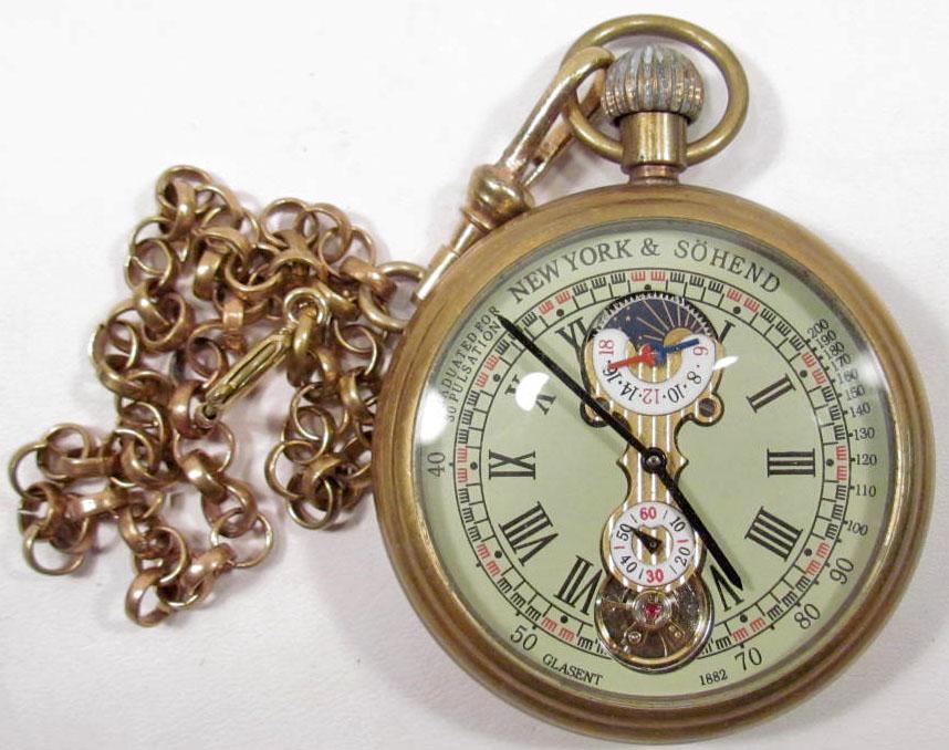 ARCHAIZE VINTAGE COPPER 5 HANDS MECHANICAL POCKET WATCH