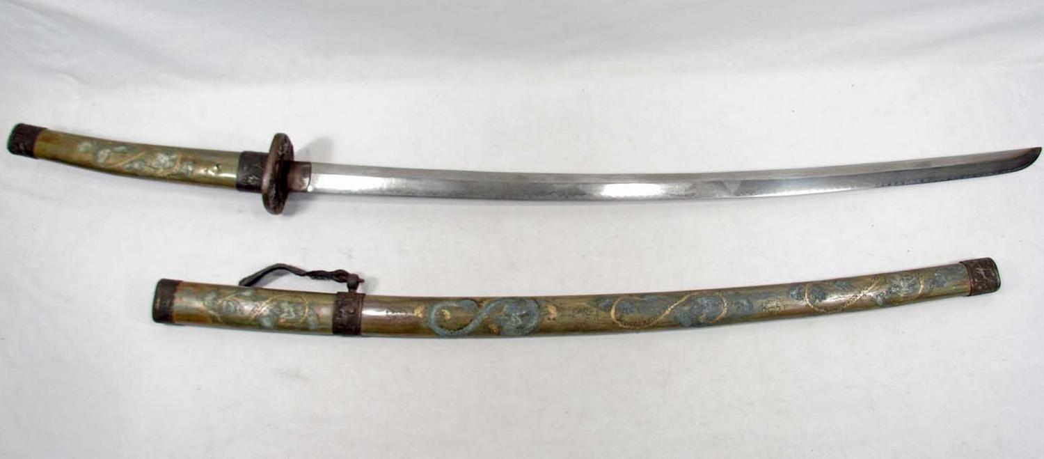 RARE JAPANESE SAMURAI / KATANA SWORD W/ DETAILED SAYA / SCABBARD ...