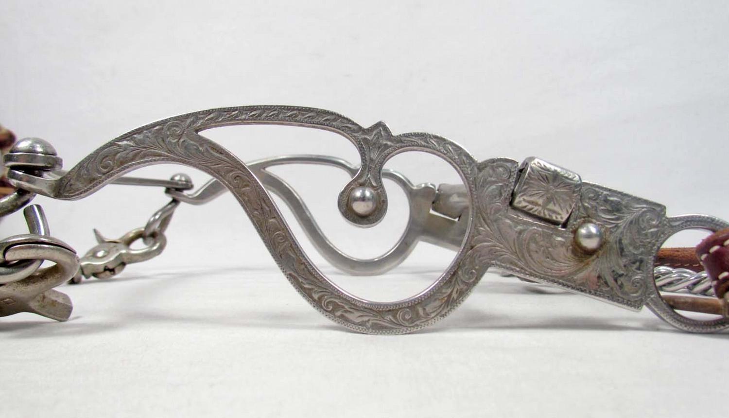 OLD WEST A. TIETJEN RENO NEV. SILVER ENGRAVED COWBOY HORSE BIT