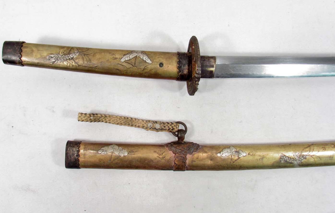 RARE JAPANESE SAMURAI / KATANA SWORD W/ DETAILED SAYA / SCABBARD ...