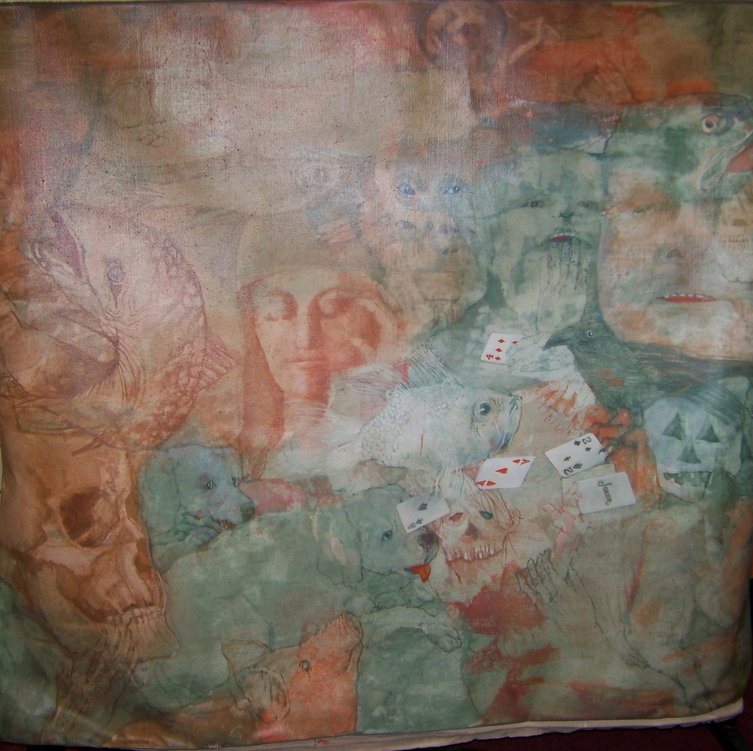 FRANK SAMPSON "THE JOKER" 1985 OIL & ACRYLIC ON UN STRETCHED CANVAS ...