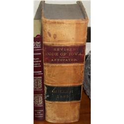 Antique Book. Revised Code of Iowa. Miller 1885.