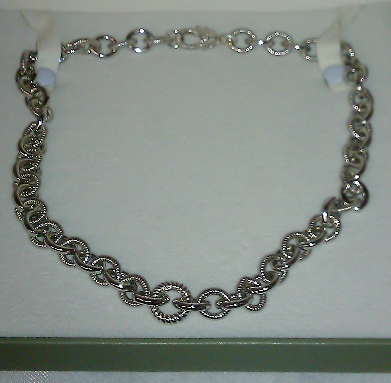 A Sterling Silver Judith Ripka fancy oval chain necklace weighing 102.4 ...