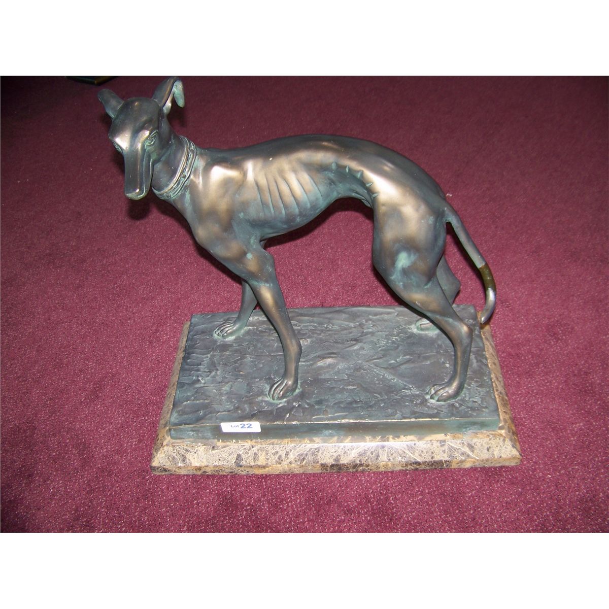 Italian Greyhound Statue on Faux marble base