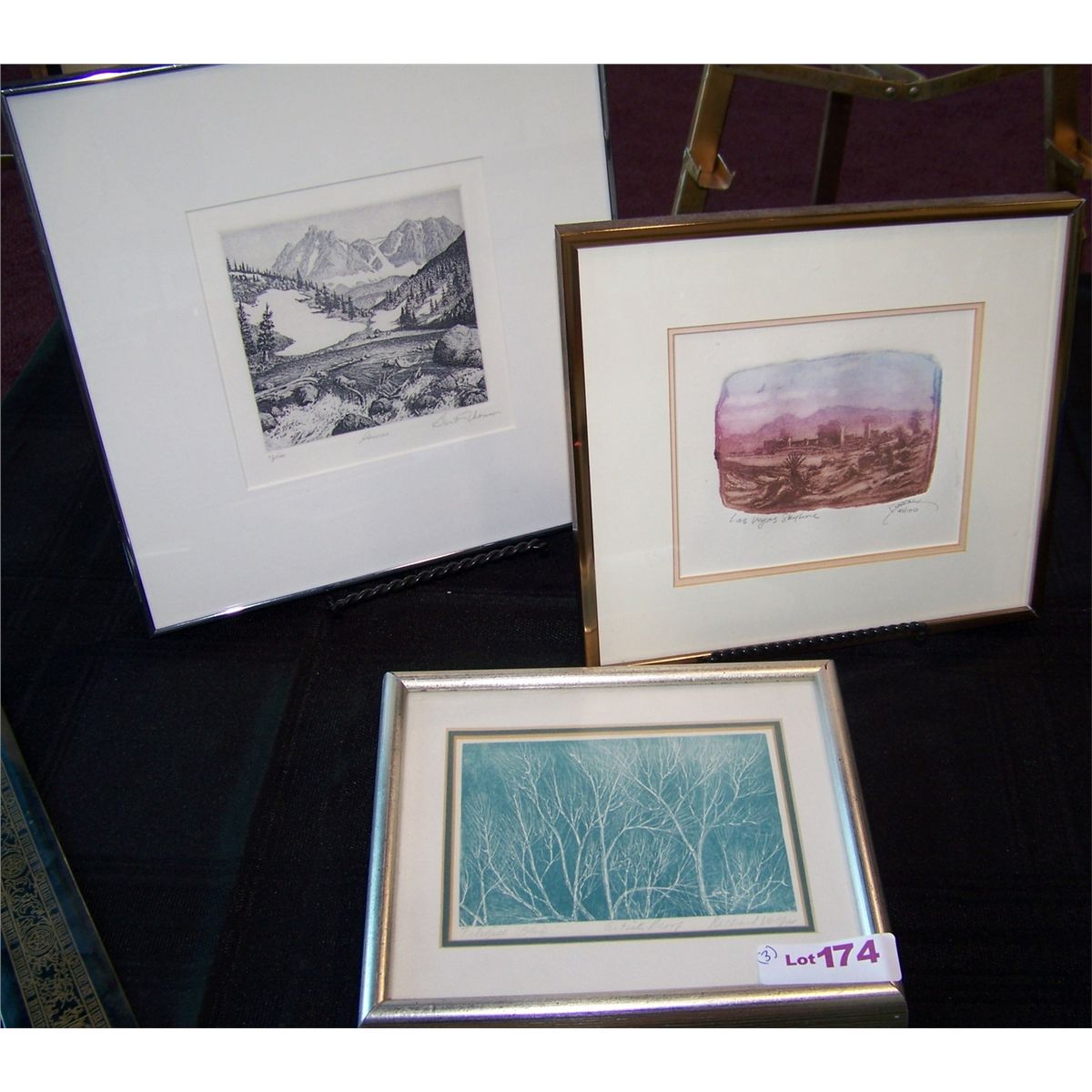Three signed and numbered framed Etchings. Roy Purcell "Las Vegas ...