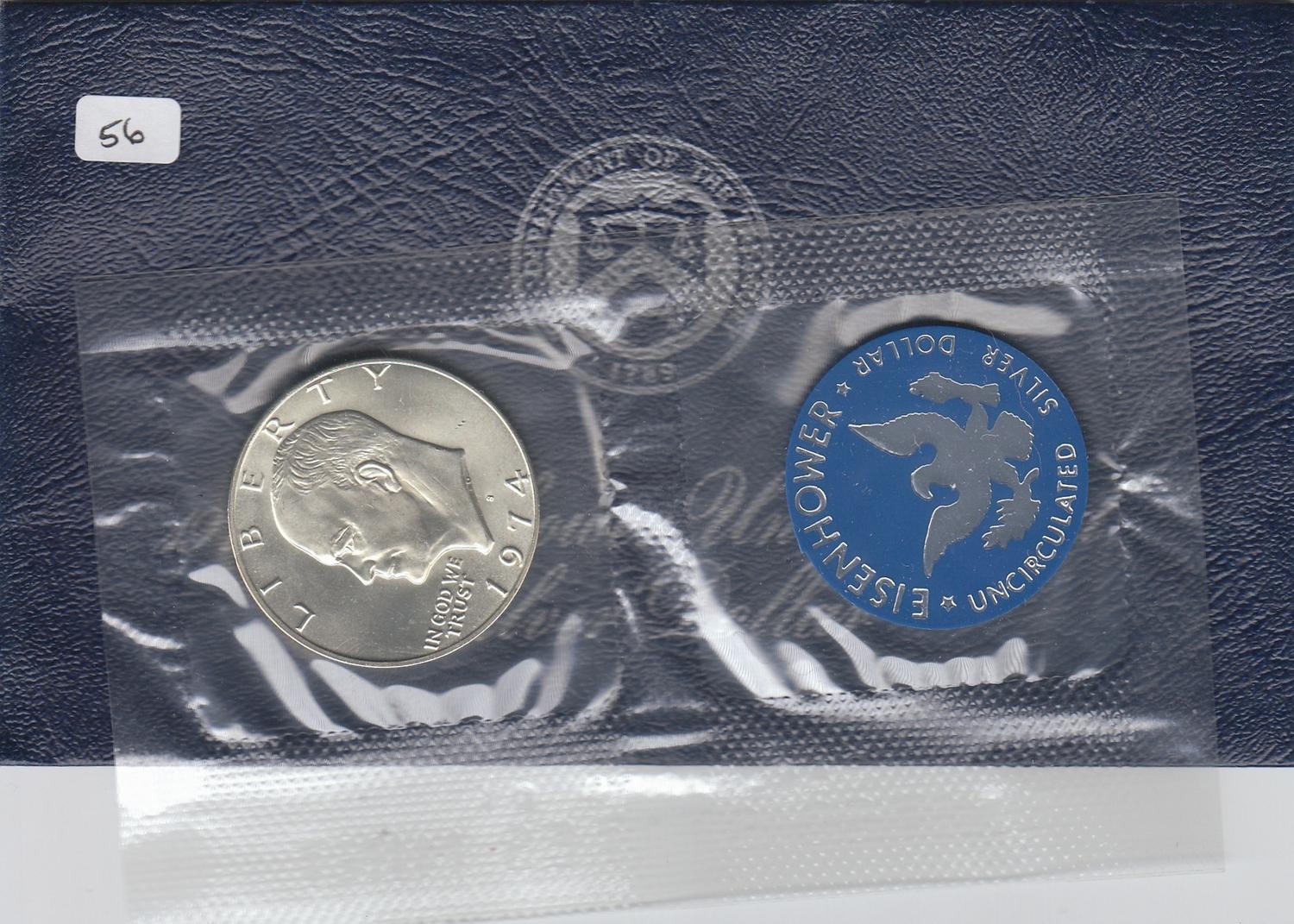 SILVER DOLLAR BLUE IKE EISENHOWER 1974