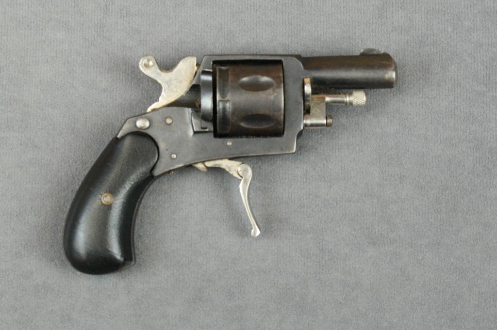 Pinfire folding trigger pocket revolver, 6.35mm cal., 1-3/4” barrel ...