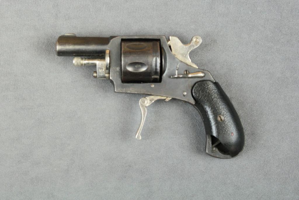 Pinfire folding trigger pocket revolver, 6.35mm cal., 1-3/4” barrel ...