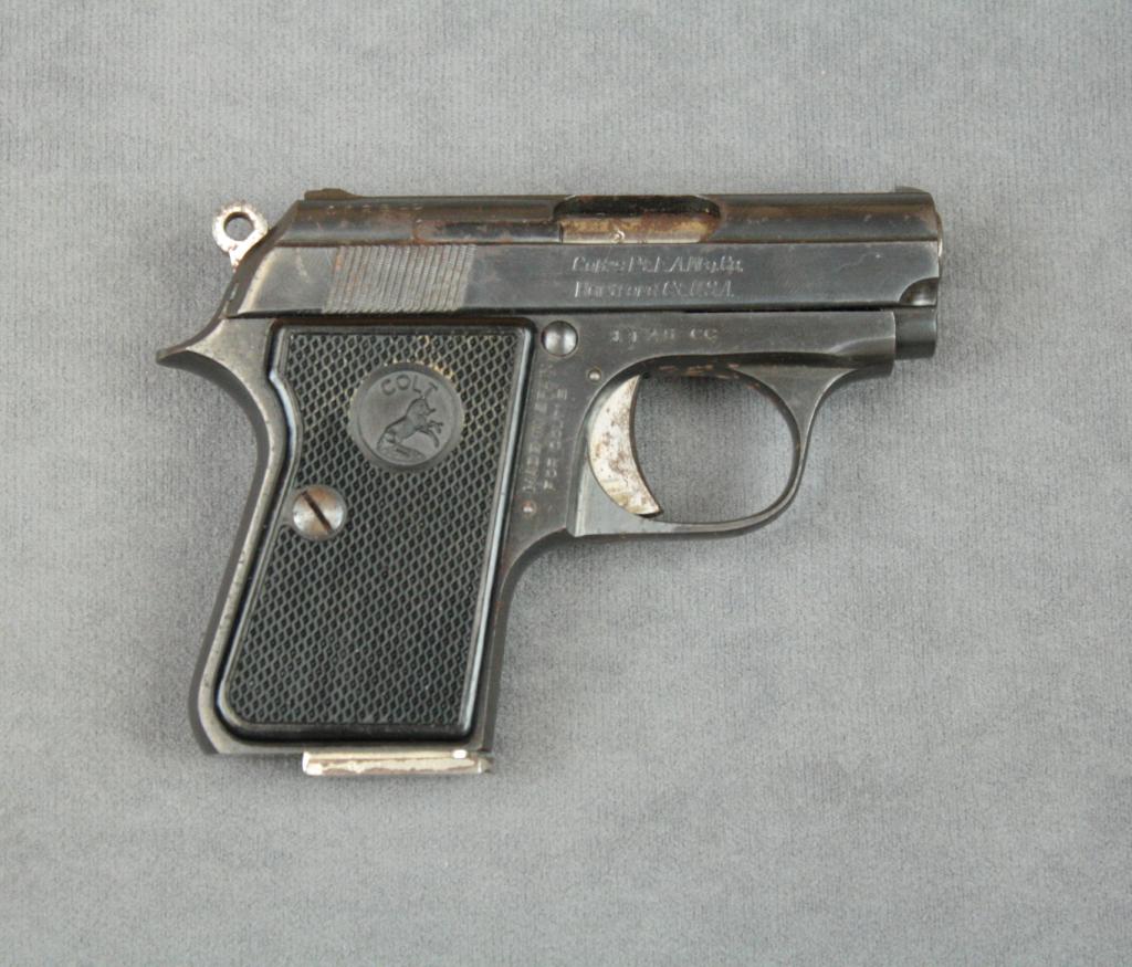 Junior Colt Model semi-auto pistol, .25 cal., 2-1/4” barrel, blue ...