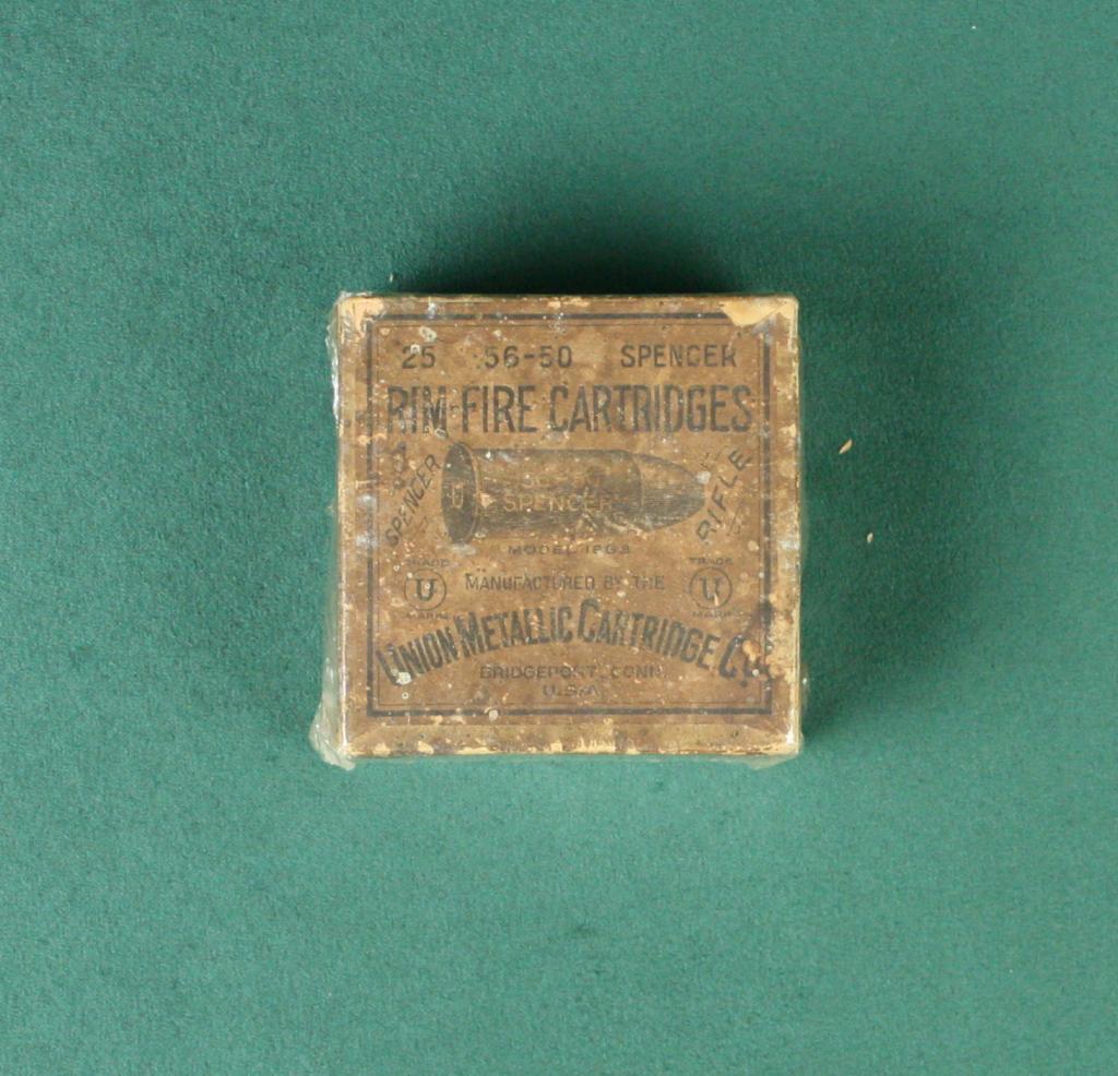 Rare box of 25 .56-50 Spencer Rim-Fire cartridges by Union Metallic ...