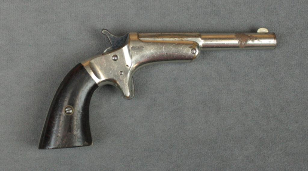 Stevens single shot derringer, .25 cal., 3-1/2” barrel, nickel finish ...