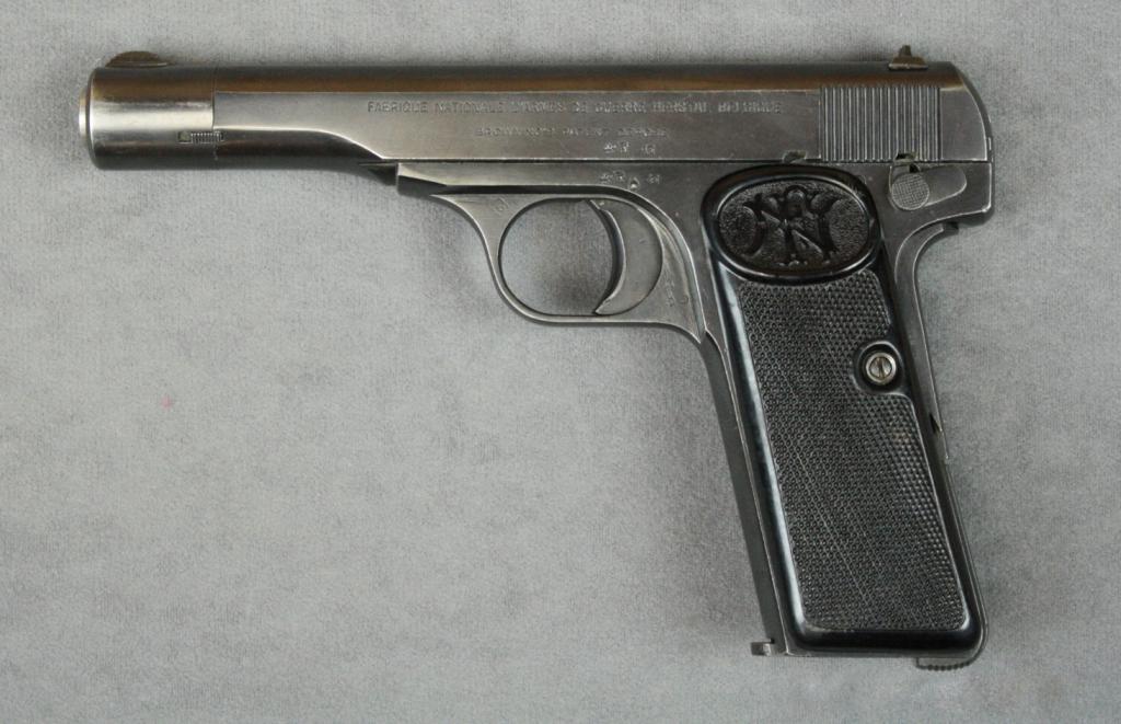 FN semi-auto pistol, 7.65 cal., 4-1/4” barrel, black finish, checkered ...