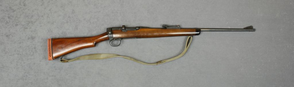 Sporterized B.S.A. Enfield bolt-action rifle, no magazine, .303 British ...