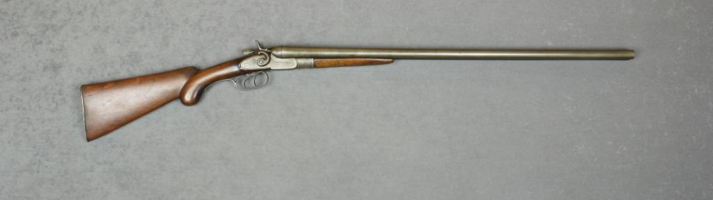 Acme exposed hammer SxS shotgun, 12 gauge, 30” barrels, wood stocks, # ...
