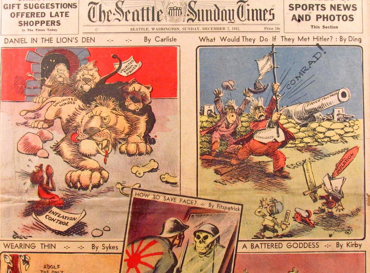 DEC. 7, 1941 NEWSPAPER PRINTED BEFORE PEARL HARBOR WAS BOMBED - FRAMED