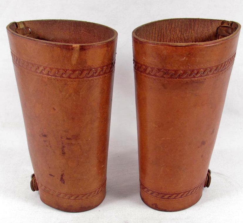 PAIR OF OLD WEST COWBOY ERA LEATHER WRIST CUFFS