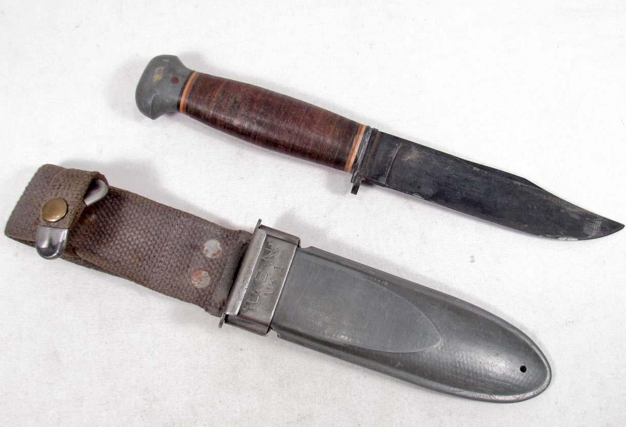 USN WW2 NAVY MARK 1 PAL COMBAT KNIFE W/ SCABBARD