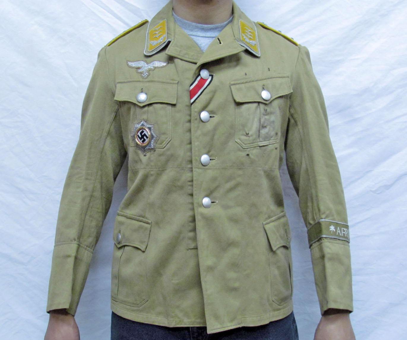 GERMAN NAZI UNIFORM JACKET W/ SHOULDER BOARDS, COLLAR TABS AND PATCHES