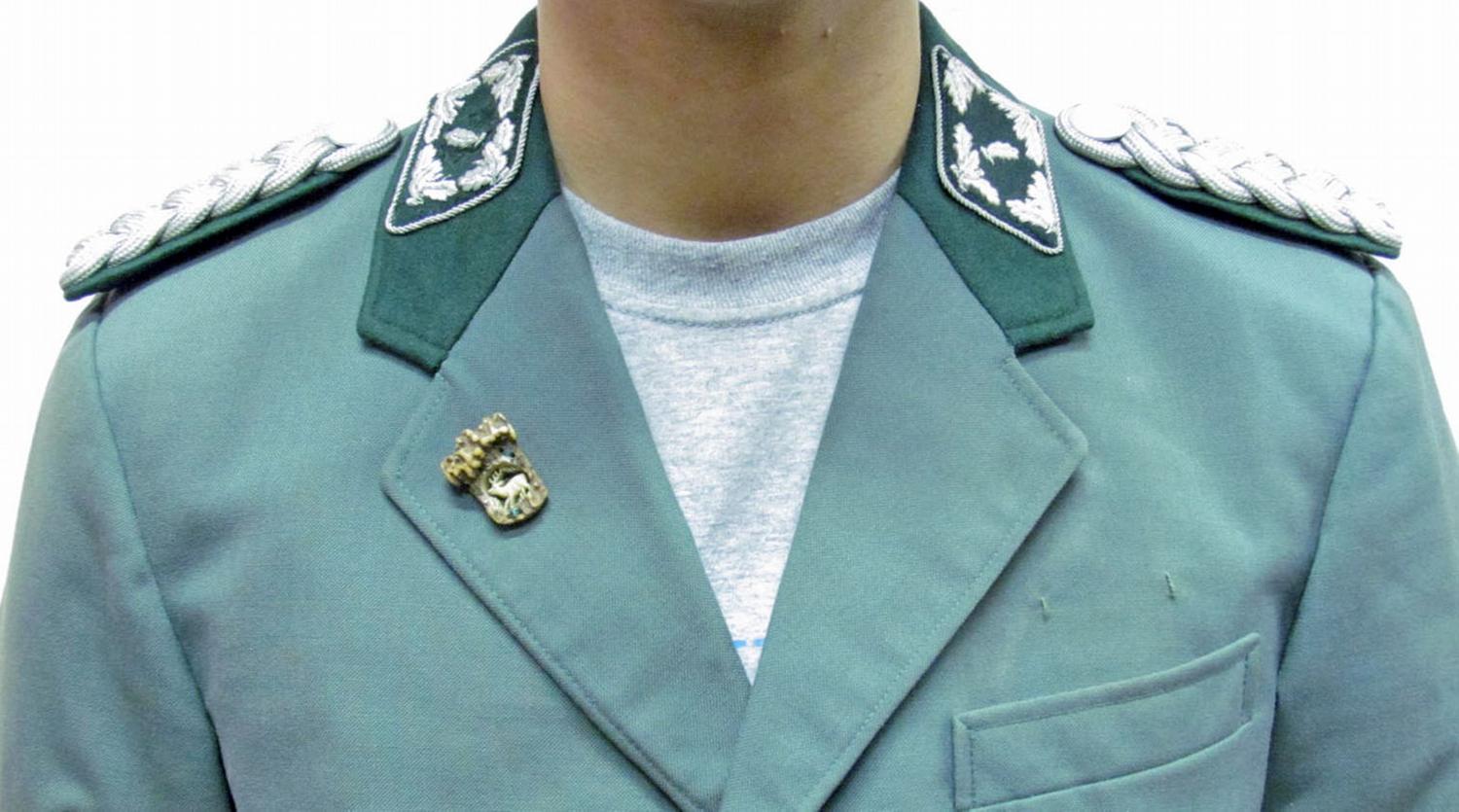 GERMAN NAZI UNIFORM JACKET W/ COLLAR TABS, SHOULDER BOARDS, PATCHES