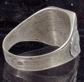 GERMAN NAZI STERLING SILVER ADOLF HITLER SS REGIMENT RING